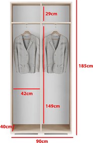 Eka Předsíňová stěna s čalouněnými panely Trinity 8 - Dub Artisan s černou / Černá 2316