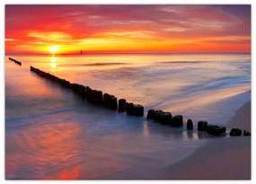 Skleněný obraz - Západ slunce, Baltské moře, Polsko (70x50 cm)