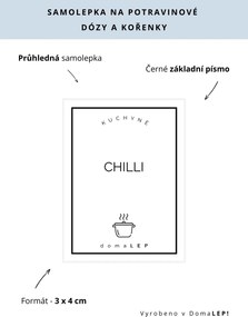Samolepka na kořenky CHILLI průhledná 3 × 4 cm základní písmo