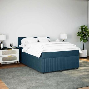 Box spring postel s matrací modrá 140 x 200 cm samet 3287756