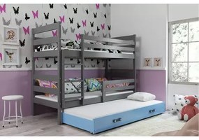 Dětská patrová postel ERYK s výsuvným lůžkem 90x200 cm - grafit Šedá