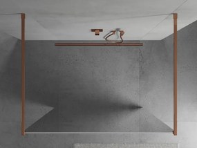 Mexen Kioto, průchozí sprchová zástěna 120 x 200 cm, 8mm sklo vzor zrcadlo, 2x růžové zlato stabilizační rozpěra, 800-120-002-60-50