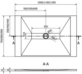 Mexen Toro obdélníková vanička do sprchového koutu SMC 120 x 90 cm, Černá - 43709012