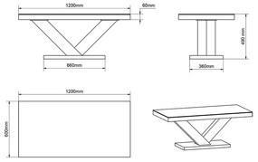 Konferenční stolek VICTORIA MINI (šedá mat/bílá lesk/šedá mat)