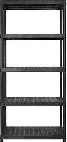 Úložný regál 5patrový černý 340 x 40 x 185 cm plast 3059861