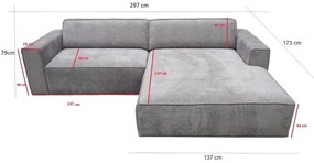 Casarredo - Komfort nábytek Rohová sedací souprava NUOVO, šedá Rino 94 | Umístění rohu: roh na levé straně