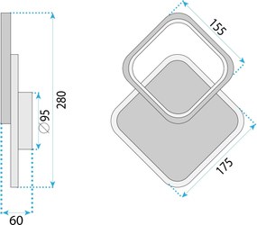 Toolight Toolight, LED nástěnné svítidlo 18W, 3000K, 500lm, LHJ080-W, bílá, OSW-50056