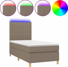 Box spring postel s matrací a LED taupe 80 x 200 cm textil 3135553