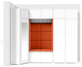 Eka Předsíňová stěna s čalouněnými panely Trinity 39 - Bílá / Oranžová 2317