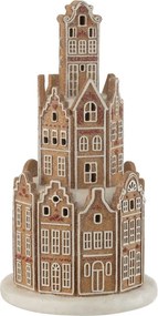 Hnědá svítící perníková věž z chaloupek GingerBread Led - Ø 20*37 cm