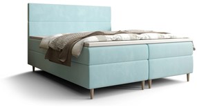 Manželská postel Boxspring 160 cm Flu Comfort (světlomodrá) (s matrací a úložným prostorem). 1055927