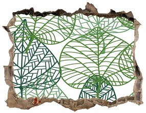 Wallmuralia Nálepka 3D díra Zelené listí vzor 95x64 cm