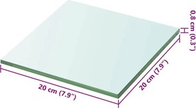 Policové desky 2 ks sklo čiré 20 x 20 cm 3051544