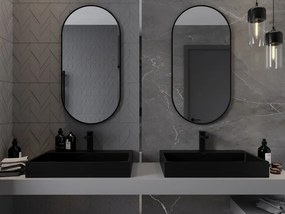 Mexen Loft, oválné koupelnové zrcadlo 100 x 50 cm, barva rámu černá matná, 9851-100-050-000-70