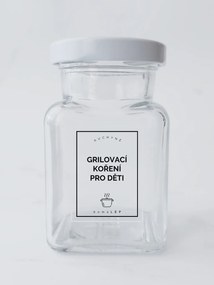 Samolepka na kořenky GRILOVACÍ KOŘENÍ PRO DĚTI průhledná 3 × 4 cm tučné písmo