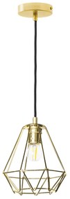 Light for home - Závěsné Svítidlo na Lanku "DIAMOND LOFT CORRAL GOLDEN" 19603 – Luxusní Lesk v Každém Detailu, 1x60W, E27, Zlatá