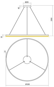 Redo 01-2882 závěsné LED svítidlo stmívatelné Febe pískově bílé, 75W, 4000K, ø120cm