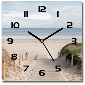 Wallmuralia Skleněné hodiny čtverec Stezka na pláž 30x30 cm