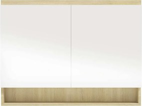 Koupelnová skříňka se zrcadlem 80 x 15 x 60 cm MDF bílá a dub 331537