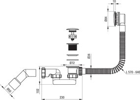 Deante Deante, vanový sifon, automat ClickClack, zlatá matná, DEA-NHC_R57B