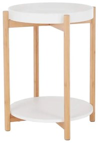 Příruční stolek s odnímatelnou tácem, bílá / přírodní, Tempo Kondela KABRA