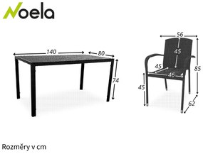Noela Zahradní jídelní set Viking L + 4x ratanová židle Roma