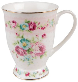 Růžový porcelánový hrneček Laverne - 12*9*10 cm / 296 ml