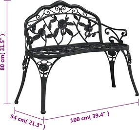 Zahradní lavice 100 cm litý hliník černá 317740