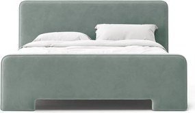Světle modrá čalouněná dvoulůžková postel s roštem 140x200 cm Eda – Micadoni