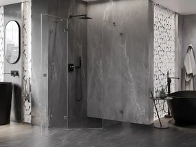 Mexen Lunar, pětiúhelníkový sprchový kout naklápěcí doleva 80 x 100 cm, 8mm čiré sklo, profil grafit broušený, 831-080L-100P-66-00-L