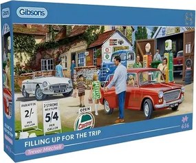 GIBSONS Panoramatické puzzle Tankování před cestou / 636 dílků / 69 ×