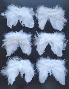 Set 6ks bílá andělská křídla z peříček - 10*10 cm