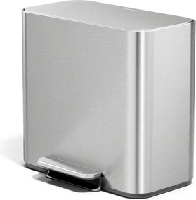 Odpadkový koš na tříděný odpad/nášlapný z nerezové oceli v matně stříbrné barvě 15 l Dual Mini – simplehuman