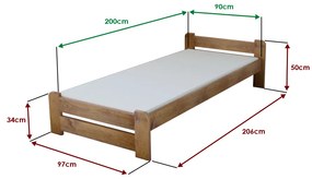 Postel Emily 90 x 200 cm, dub Rošt: S lamelovým roštem, Matrace: Matrace Coco Maxi 19 cm