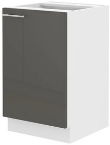 Dolní kuchyňská skříňka pod dřez Lavera 50 ZL 1F BB (bílá + lesk šedý). 1032425