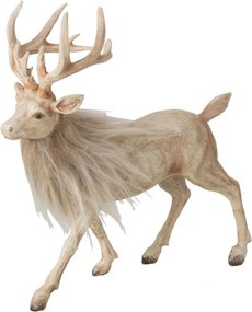 Vánoční dekorace Jelen Deer s kožíškem světle béžový – 23*8*24 cm