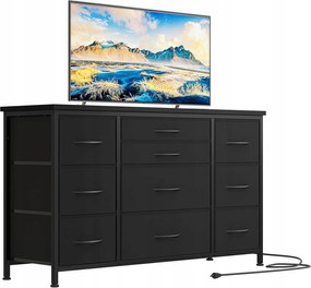 Komoda, Tv skříňka do obývacího pokoje s 10 látkovými zásuvkami a 3 zásuvkami