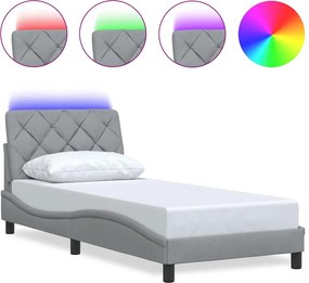 Rám postele s LED bez matrace Světle šedá 90x200 cm Látka 3310643