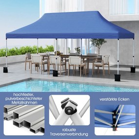 Costway Výsuvný stan s baldachýnem na akce s taškou – 300 × 600 cm, modrý