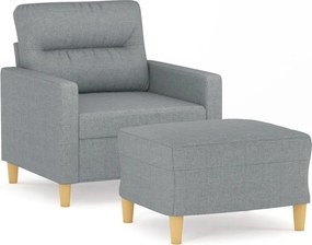 Křeslo s podnožkou světle šedé 60 cm textil 3201065