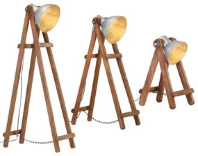 Stojací lampy 3 ks stříbrné E27 masivní mangovníkové dřevo,  320591