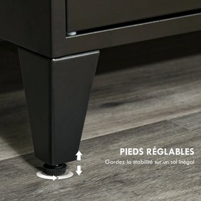 HOMCOM TV Stojan pro televizory do 55'' s 2 skříňkami, nastavitelné nohy, černý kovový rám, přírodní dřevěný vršek, 150 x 40 x 50 cm