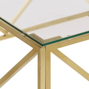 Konferenční stolek zlatý nerezová ocel a tvrzené sklo - Default Title