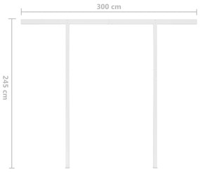 Ručně zatahovací markýza se sloupky 3,5 x 2,5 m žlutobílá,  3069918