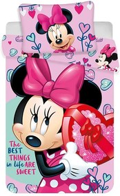 JERRY FABRICS Povlečení do postýlky Minnie baby pink Bavlna 100/135, 40/60 cm
