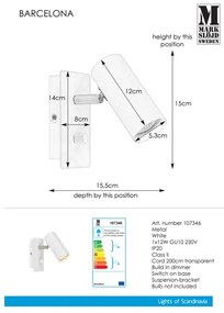 Markslöjd 107346 - Stmívatelné nástěnné bodové svítidlo BARCELONA 1xGU10/12W/230