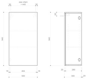 Sapho ESPACE 50 x 94 x 32 cm ESC850-3030 skříňka 1x dvířka levá/pravá bílá lesk