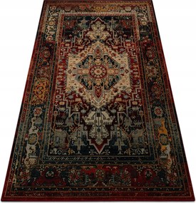 Koberec do obývacího pokoje s vlnou Polonia Alhambra Rozeta Vintage rámeček rubín 170 x 235 cm