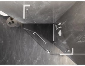 Mexen Lunar, L pravý výklopný pětiúhelníkový sprchový kout 80 x 80 cm, 8mm čiré sklo, bílý profil, 831L-080P-080L-20-00-P