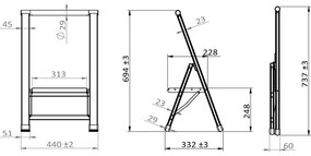 WENKO 601011100 - Schůdky ALU-DESIGN 44x101 cm stříbrná/černá